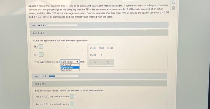 Solved part 4 - reject or do not rejectpart 5- is or is not | Chegg.com