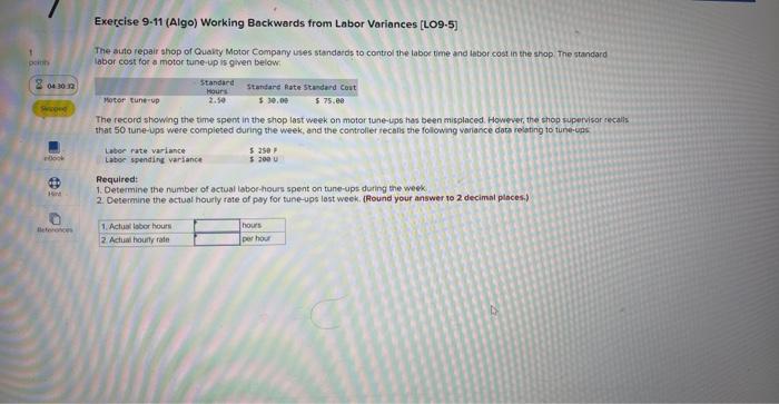 Solved Exercise 9-11 (Algo) Working Backwards from Labor | Chegg.com