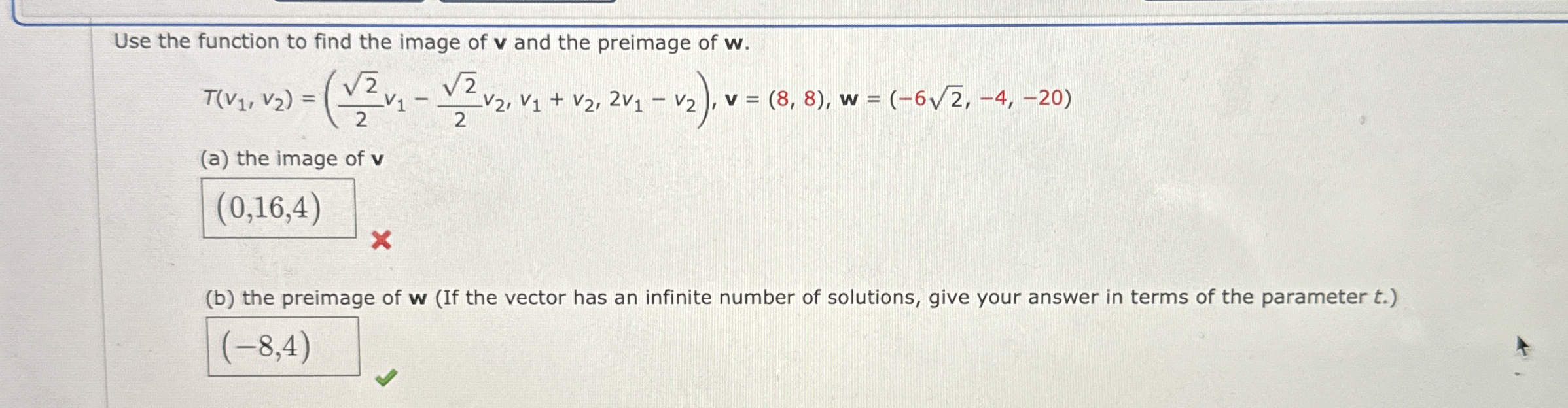 Solved Use the function to find the image of v ﻿and the | Chegg.com