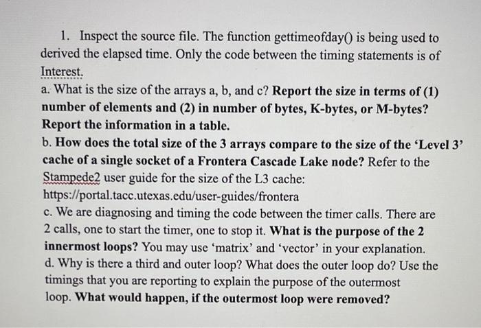 1. Inspect the source file. The function | Chegg.com
