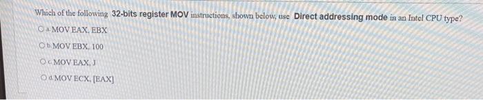 Solved Which of the following 32-bits register MOV | Chegg.com