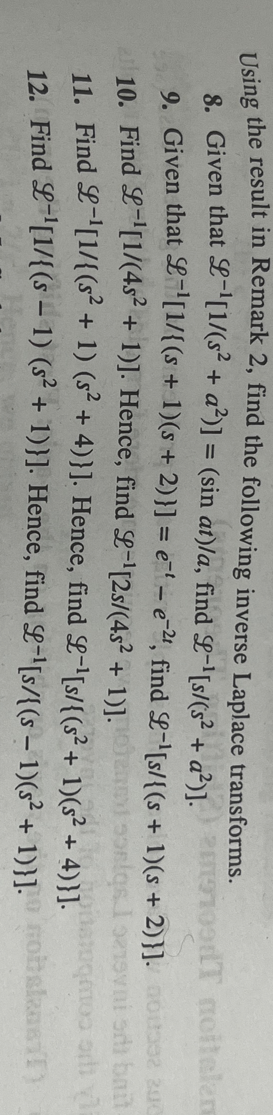 Solved Using the result in Remark 2, ﻿find the following | Chegg.com