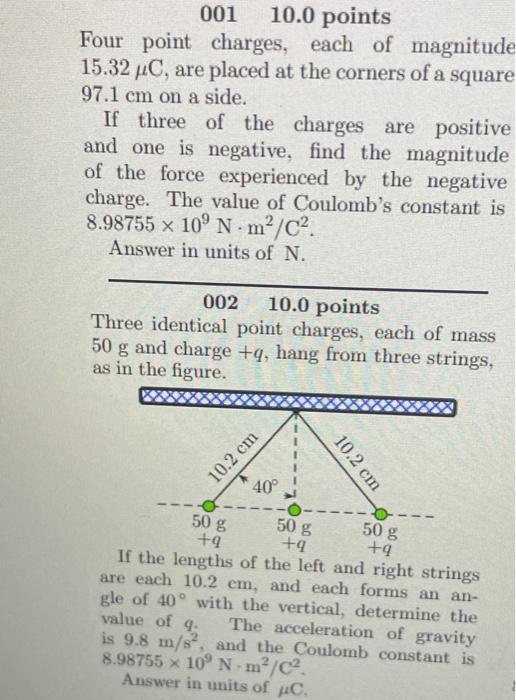 Solved 00110.0 points Four point charges, each of magnitude | Chegg.com
