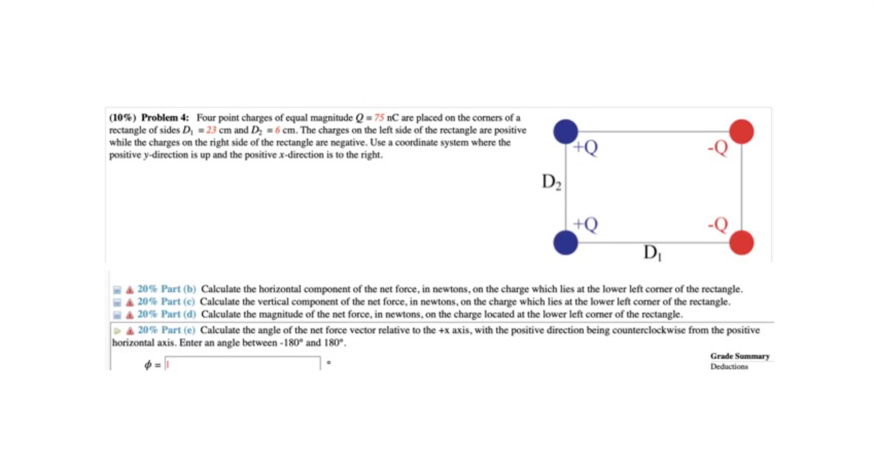 Solved (10%) ﻿Problem 4: Four point charges of equal | Chegg.com