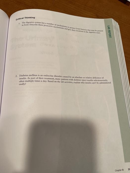 Solved critical Thinking The date and LAB REPORT 2. Diabetes | Chegg.com