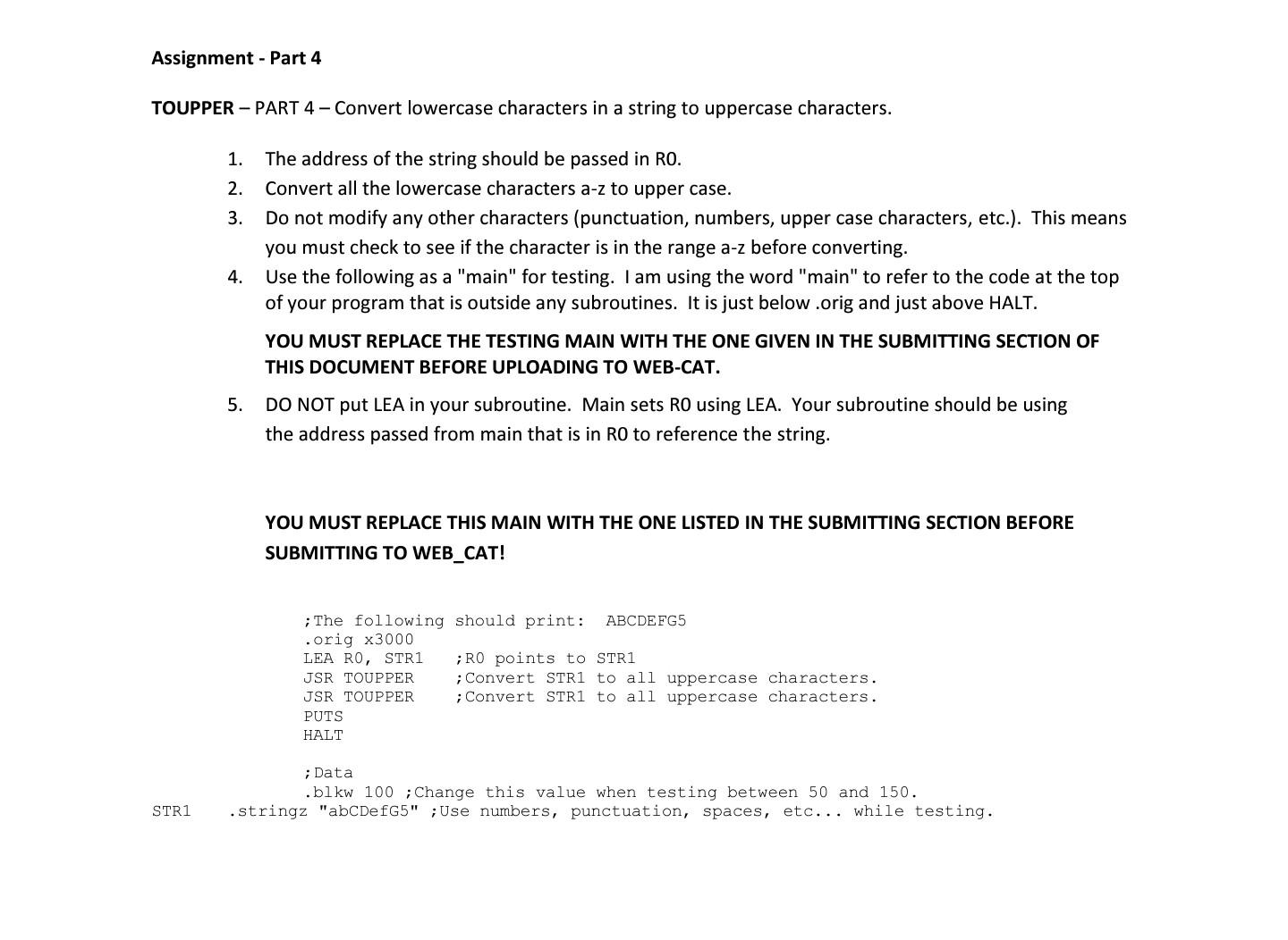 Solved Programming Assignment -String Manipulation in the | Chegg.com