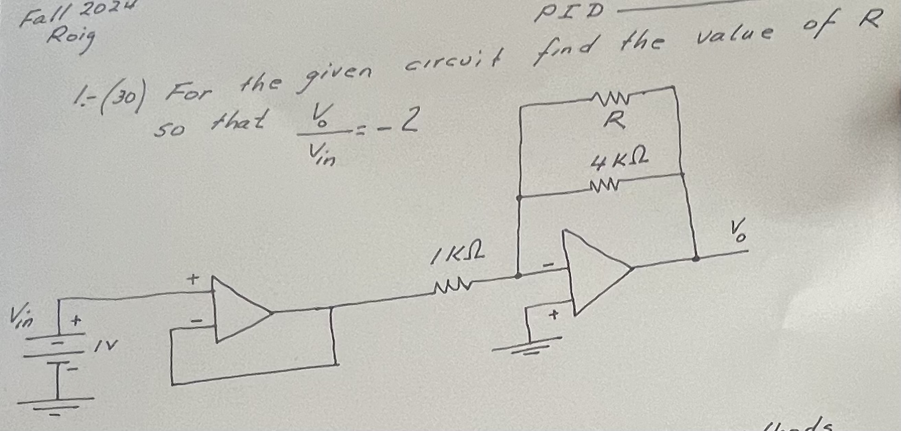 Solved Fall 2024ρFDRoig1.- (30) ﻿For the given circuit find | Chegg.com