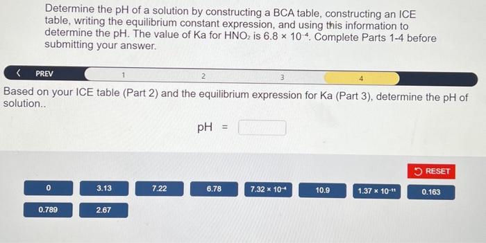 Solved Determine the pH of a solution by constructing a BCA | Chegg.com