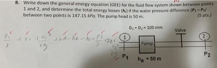Solved 3. Write down the general energy equation (GEE) for | Chegg.com