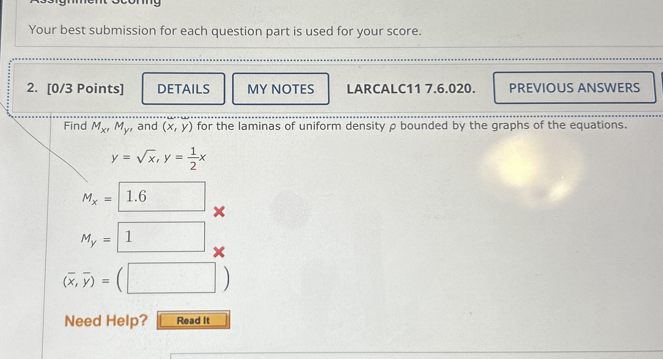 Solved Your best submission for each question part is used | Chegg.com