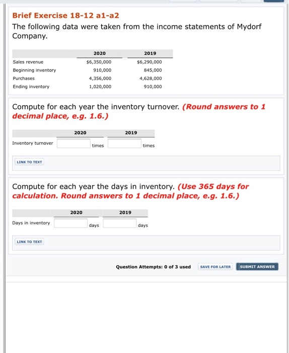 Solved Brief Exercise 18-12 a1-a2 The following data were | Chegg.com