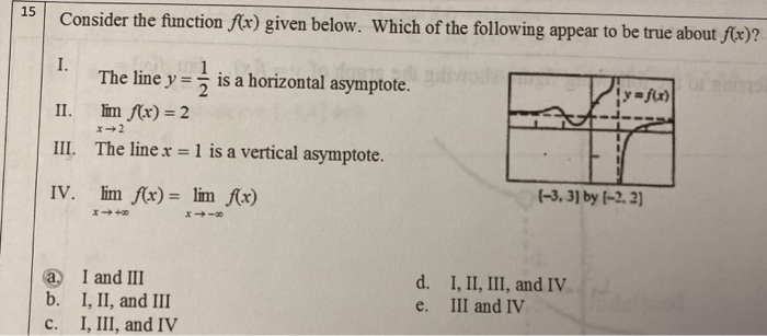 Solved 15 Consider the function f(x) given below. Which of | Chegg.com