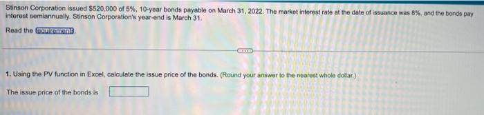 Solved Requirements - Х 1. Using the PV function in Excel, | Chegg.com