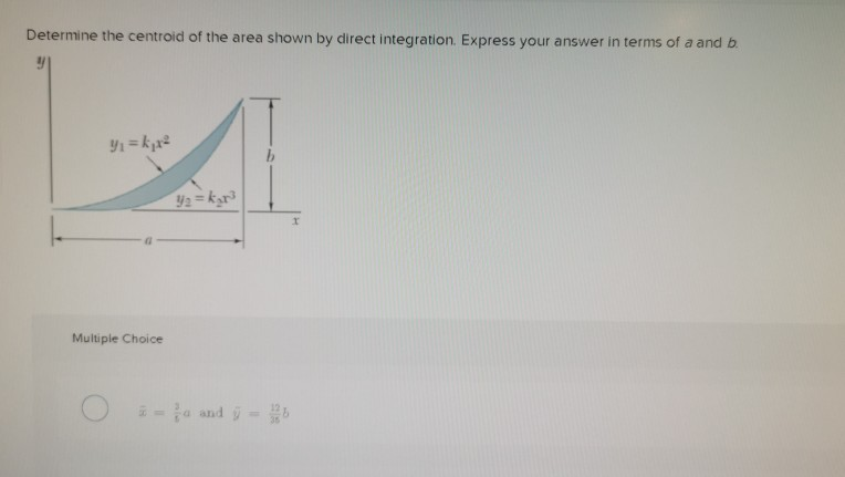 Solved Determine the centroid of the area shown by direct | Chegg.com