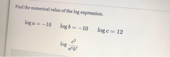 Solved Find the numerical value of the log expression. log a | Chegg.com