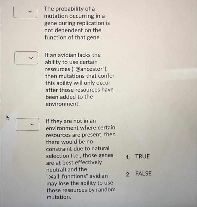 Solved In Avida-ED, the "@ancestor" avidian cannot use any | Chegg.com