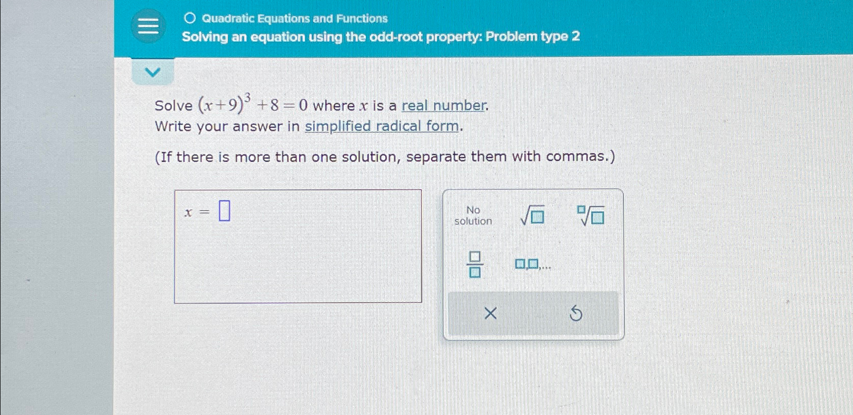 Solved Quadratic Equations and FunctionsSolving an equation | Chegg.com