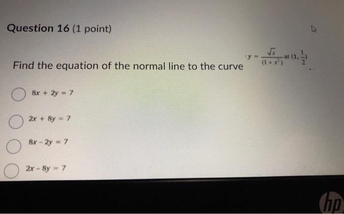 Solved Find the equation of the normal line to the curve | Chegg.com