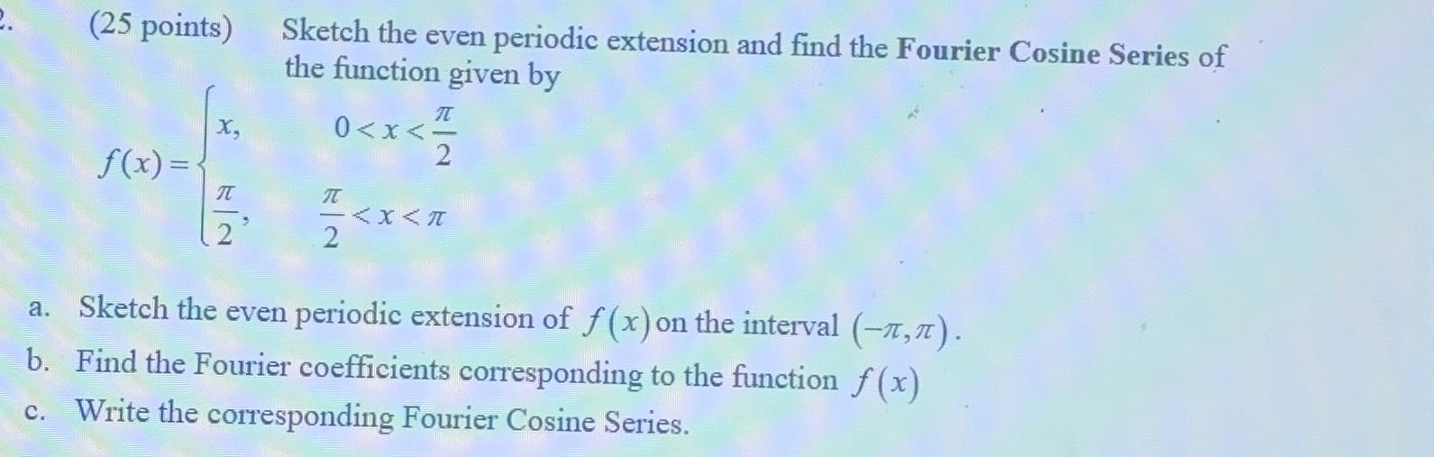 Solved Sketch the even periodic extension and find the | Chegg.com