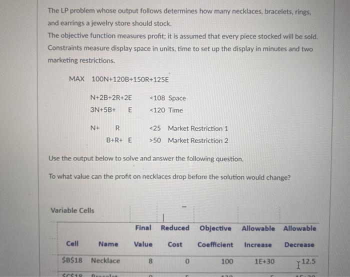 Solved The LP problem whose output follows determines how | Chegg.com