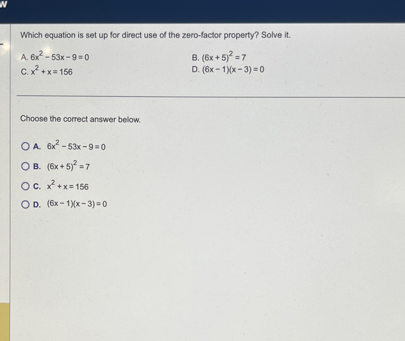 Solved Which equation is set up for direct use of the | Chegg.com