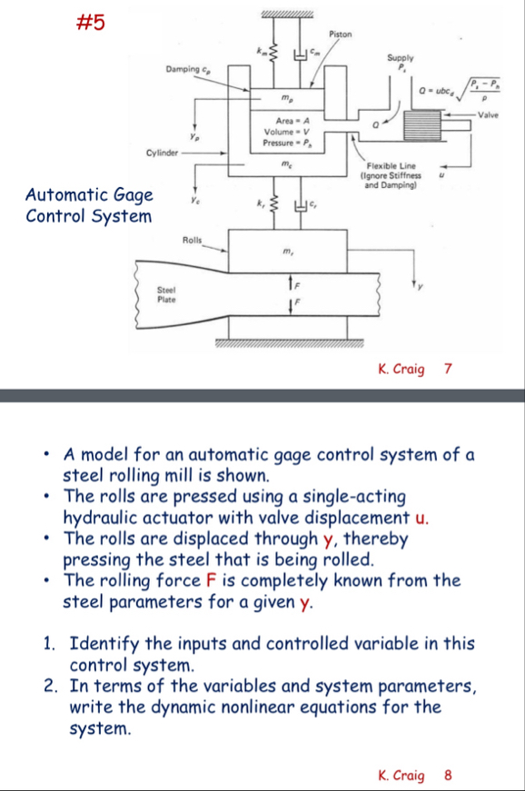 Solved A model for an automatic gage control system of a | Chegg.com