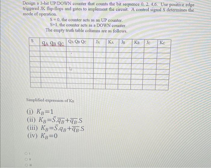 Solved Design a 3-bit UP/DOWN counter that counts the bit | Chegg.com