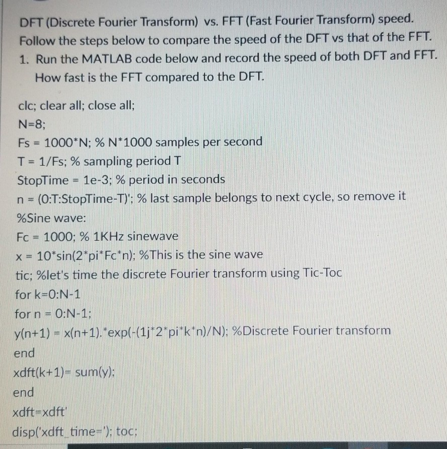 Solved DFT (Discrete Fourier Transform) vs. FFT (Fast | Chegg.com