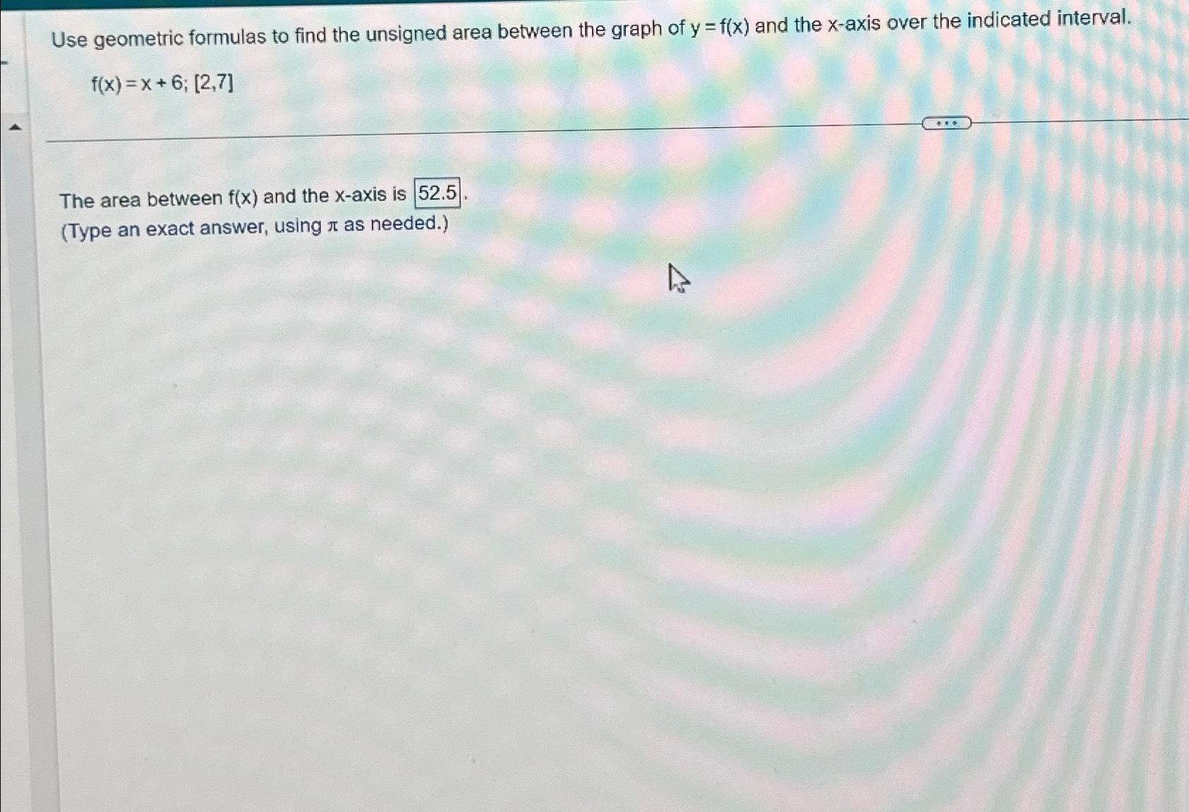 Solved Use geometric formulas to find the unsigned area | Chegg.com