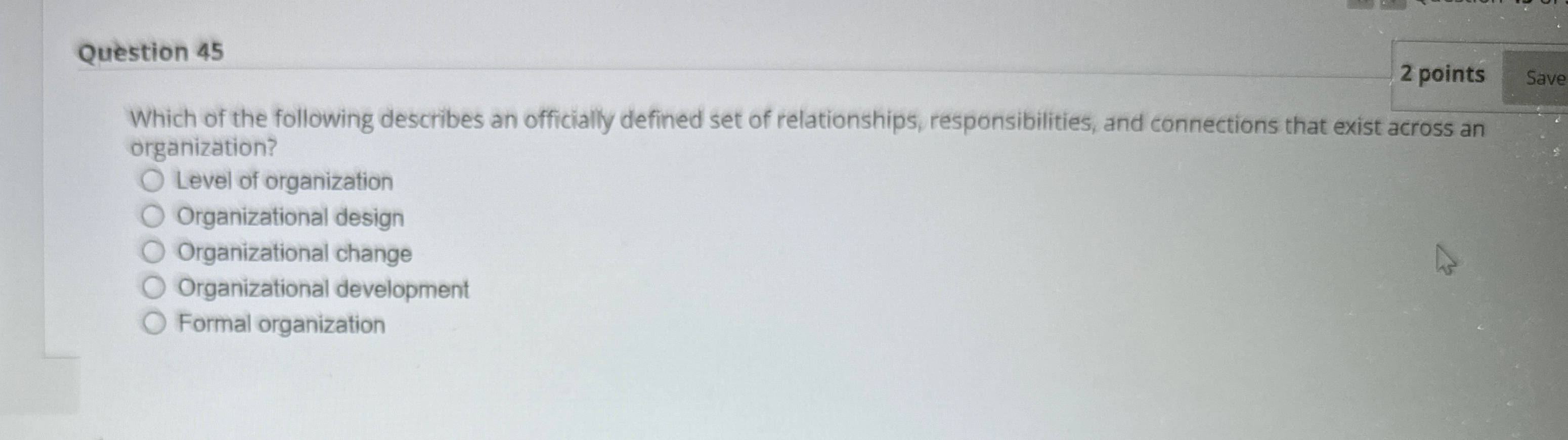 Solved Question 452 ﻿pointsWhich of the following describes | Chegg.com