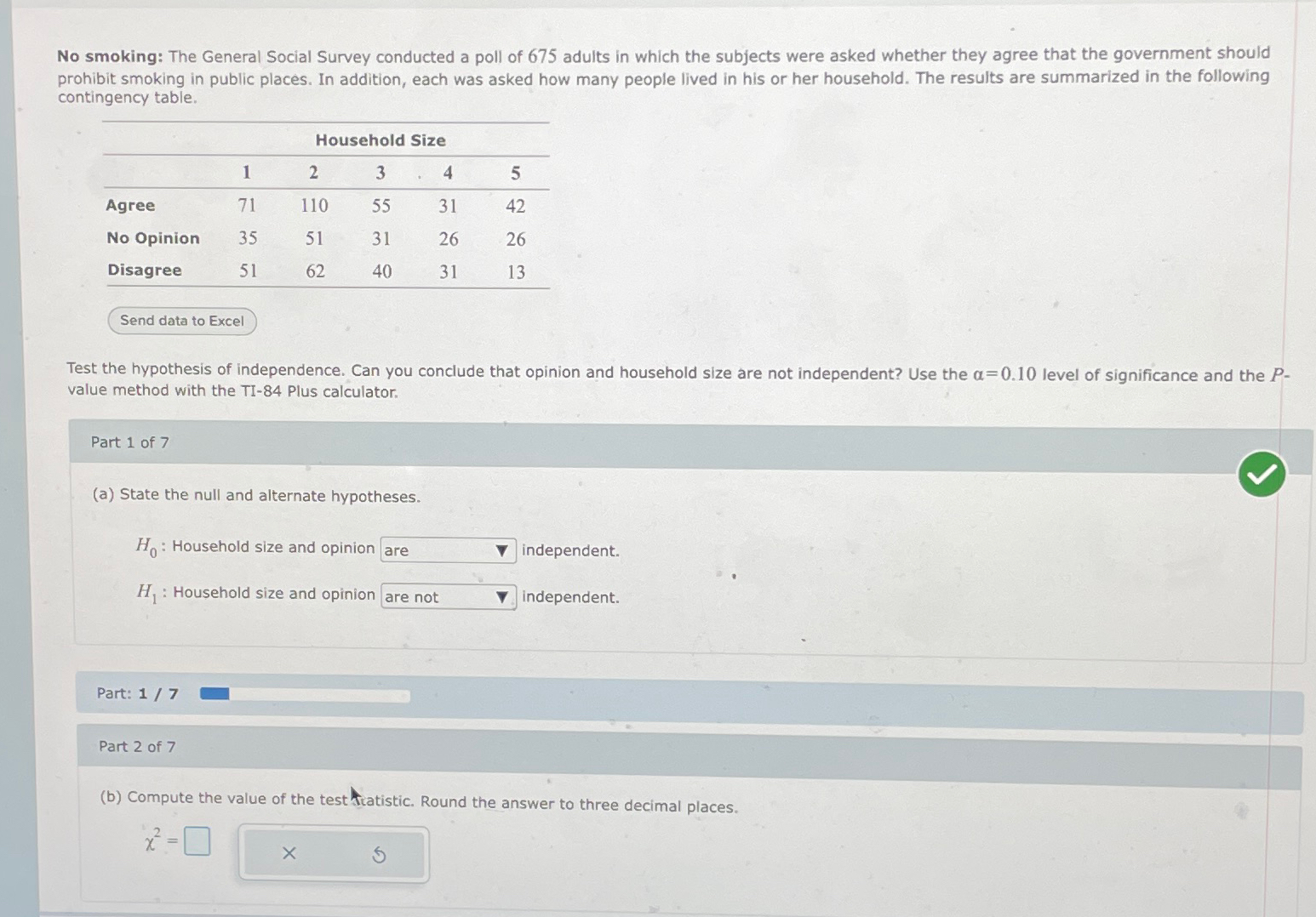 Solved No smoking: The General Social Survey conducted a | Chegg.com