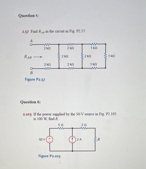 Solved Question 1 2.10 Find / in the network in Fig. P2.10. | Chegg.com