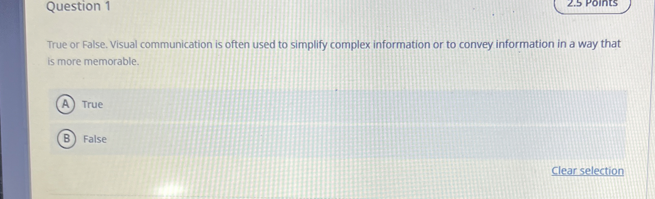 Solved Question 12.5 ﻿PointsTrue or False. Visual | Chegg.com