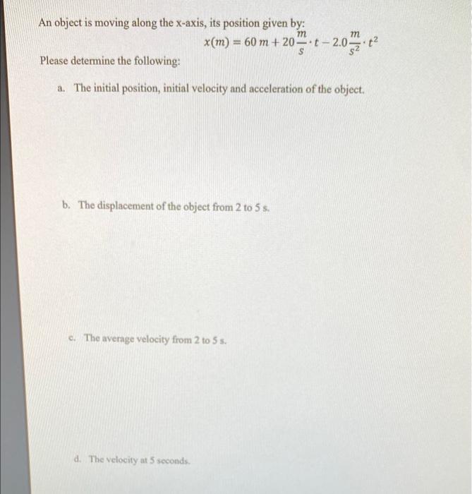 Solved e) the time it takes dor the object to pass through | Chegg.com