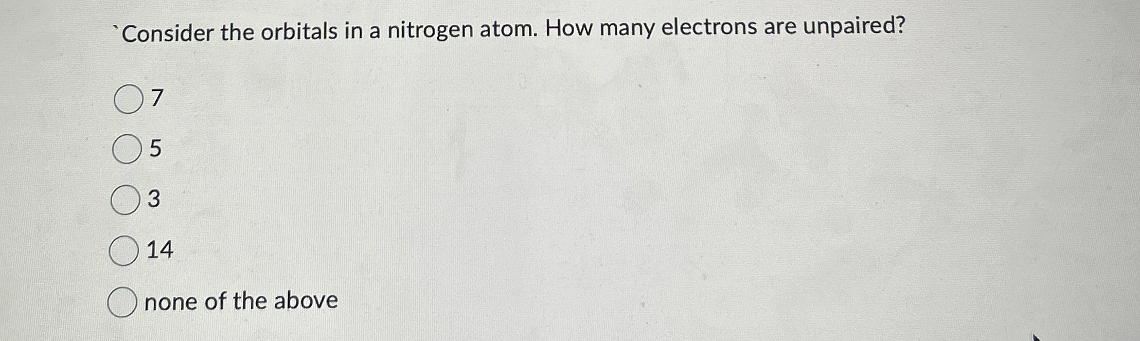 Solved `Consider the orbitals in a nitrogen atom. How many | Chegg.com