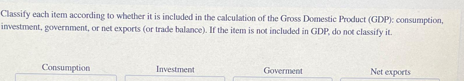 Solved Classify each item according to whether it is | Chegg.com