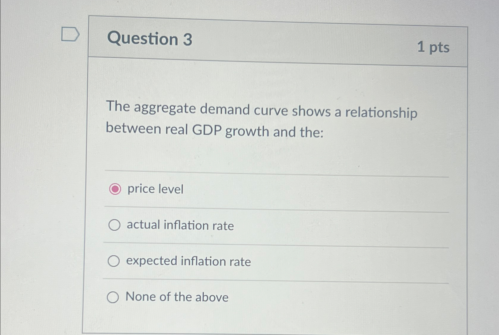 Solved Question 31 ﻿ptsThe aggregate demand curve shows a | Chegg.com