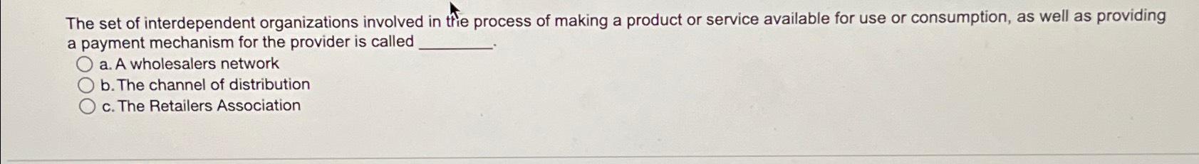 Solved The set of interdependent organizations involved in | Chegg.com