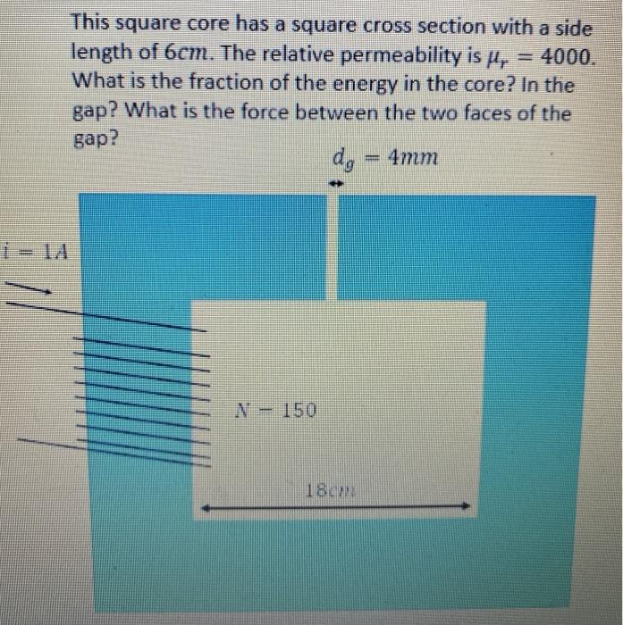Solved This square core has a square cross section with a | Chegg.com