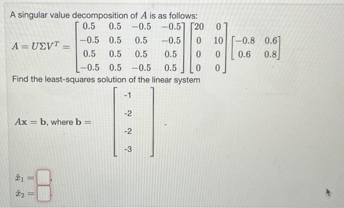 Solved A singular value decomposition of A is as follows: | Chegg.com