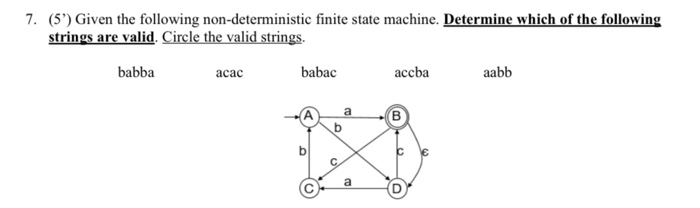 Solved 7. (5') Given the following non-deterministic finite | Chegg.com