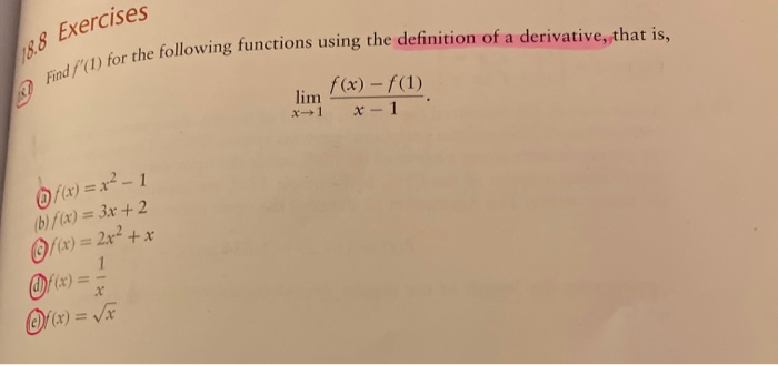 Solved Exercises 7 Find 1 For The Following Functions
