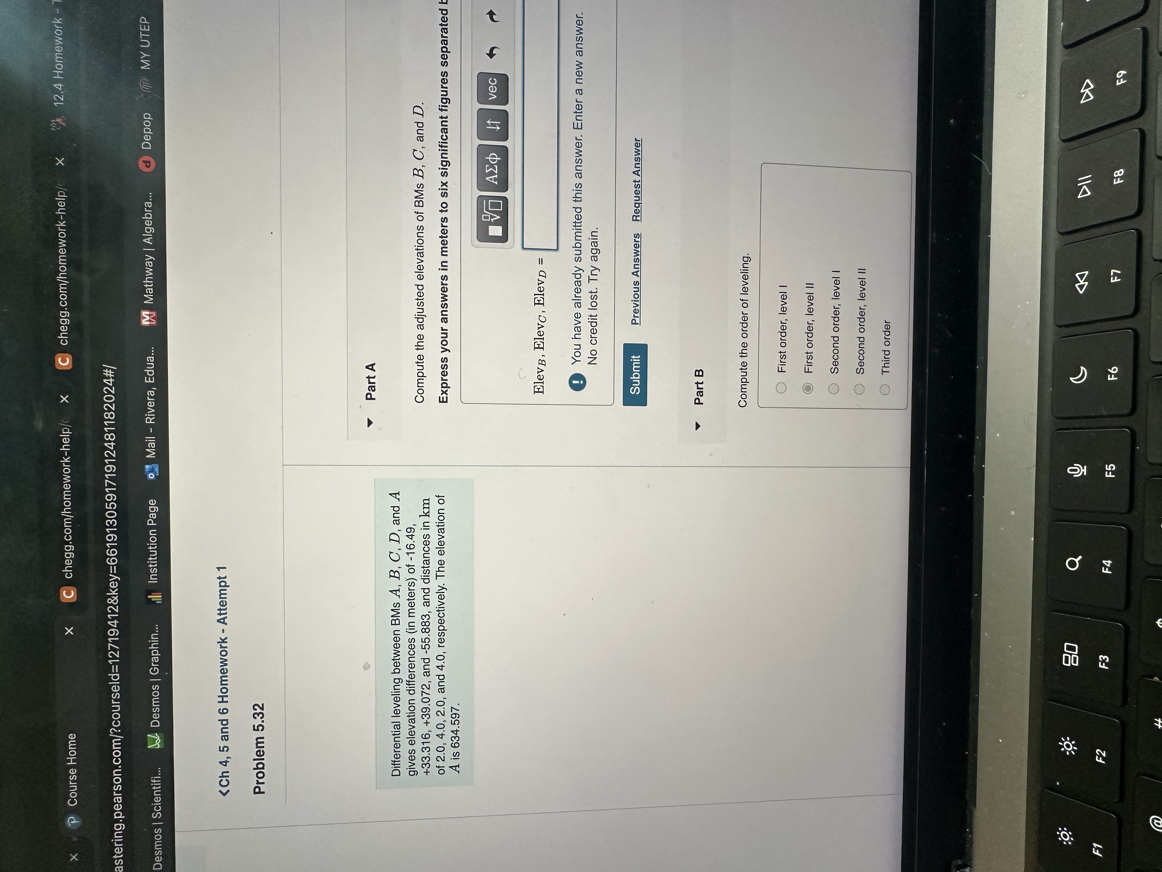 Solved Differential leveling between BMs A,B,C,D, ﻿and | Chegg.com