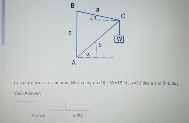Solved Calculate force for member BC in newton ( ﻿N ) ﻿if | Chegg.com