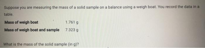 Solved Suppose you are measuring the mass of a solid sample | Chegg.com