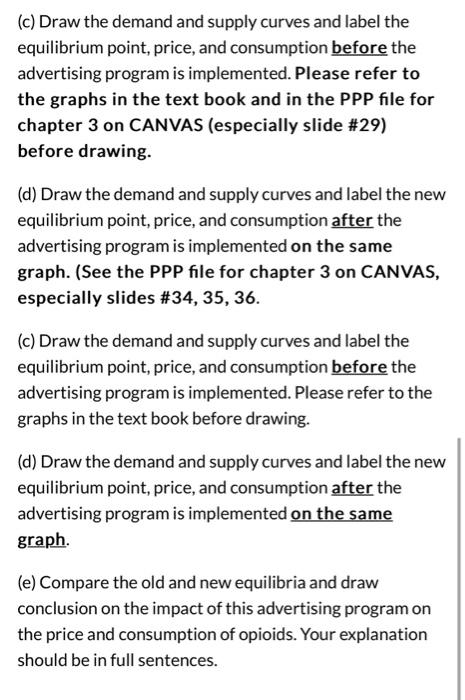 Solved (c) Draw the demand and supply curves and label the | Chegg.com