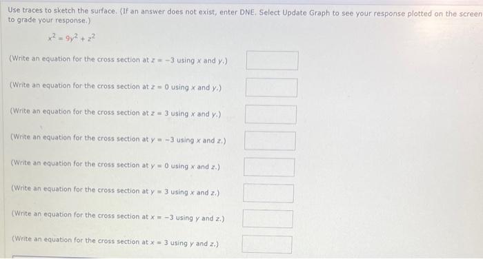 Solved Use traces to sketch the surface. \{If an answer does | Chegg.com
