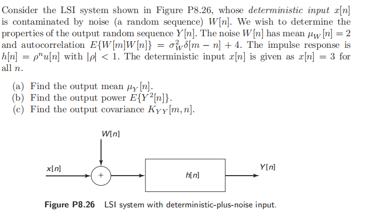 Solved Consider the LSI system shown in ﻿Figure P8.26, | Chegg.com