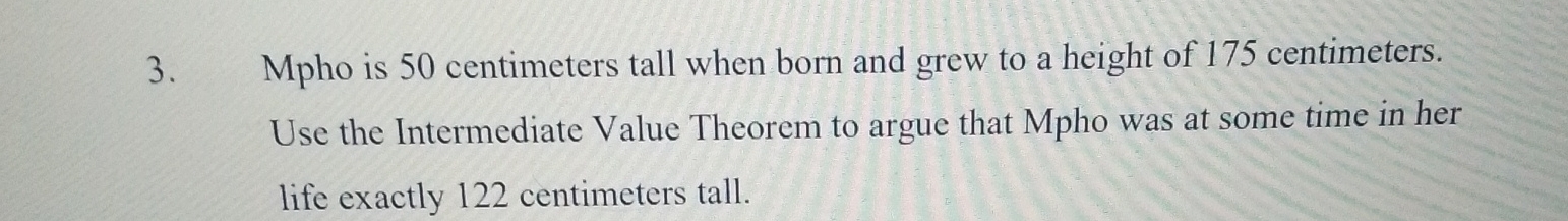Solved Mpho is 50 ﻿centimeters tall when born and grew to a | Chegg.com