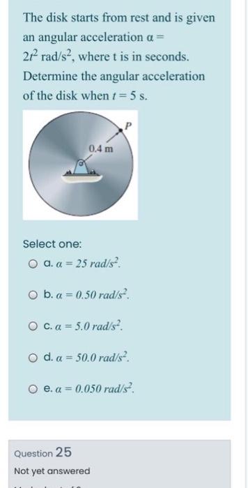 Solved The disk starts from rest and is given an angular | Chegg.com